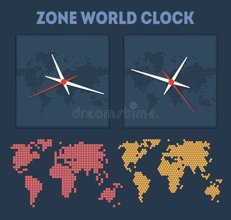 Vector World Map of Local Time Zones Centered by America Stock Vector ...