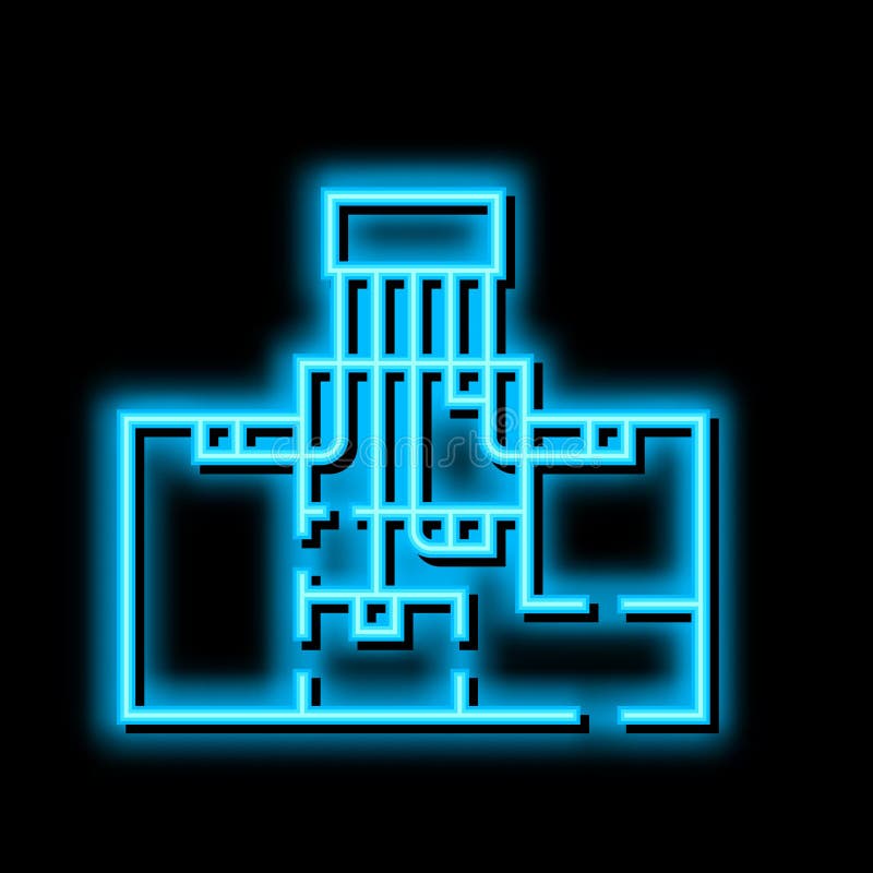 Zoned Heating Cooling Systems Neon Glow Icon Illustration Stock Vector ...