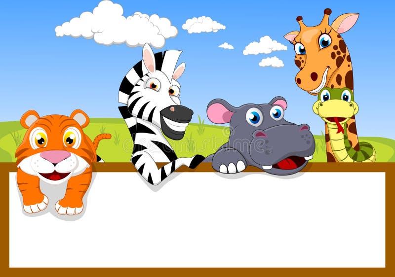 Zoo Sign with Various Animals Stock Vector - Illustration of ...