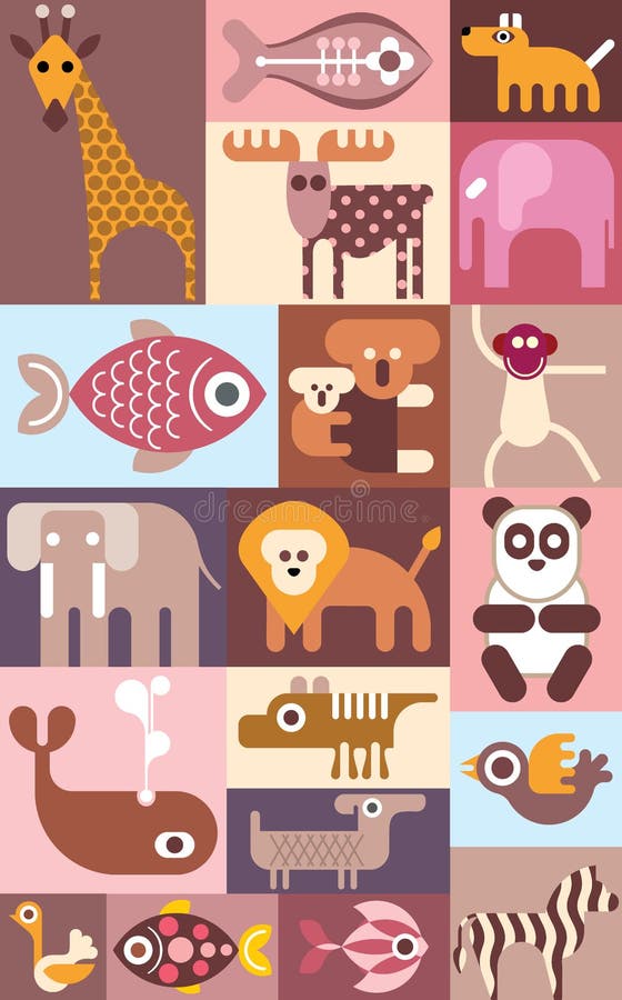 Animals Round Vector Illustration Stock Vector - Illustration of koala ...