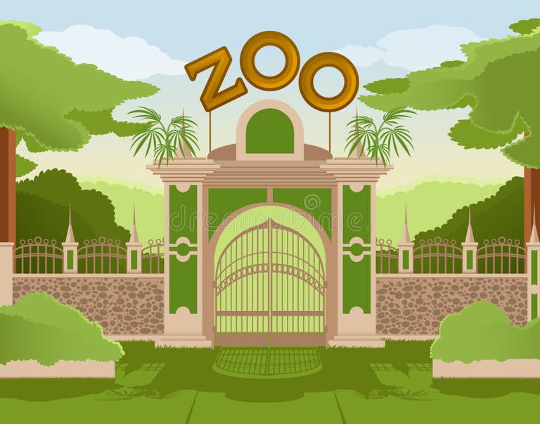 Zoo gate stock vector. Illustration of brick, pets, drawing - 56986825