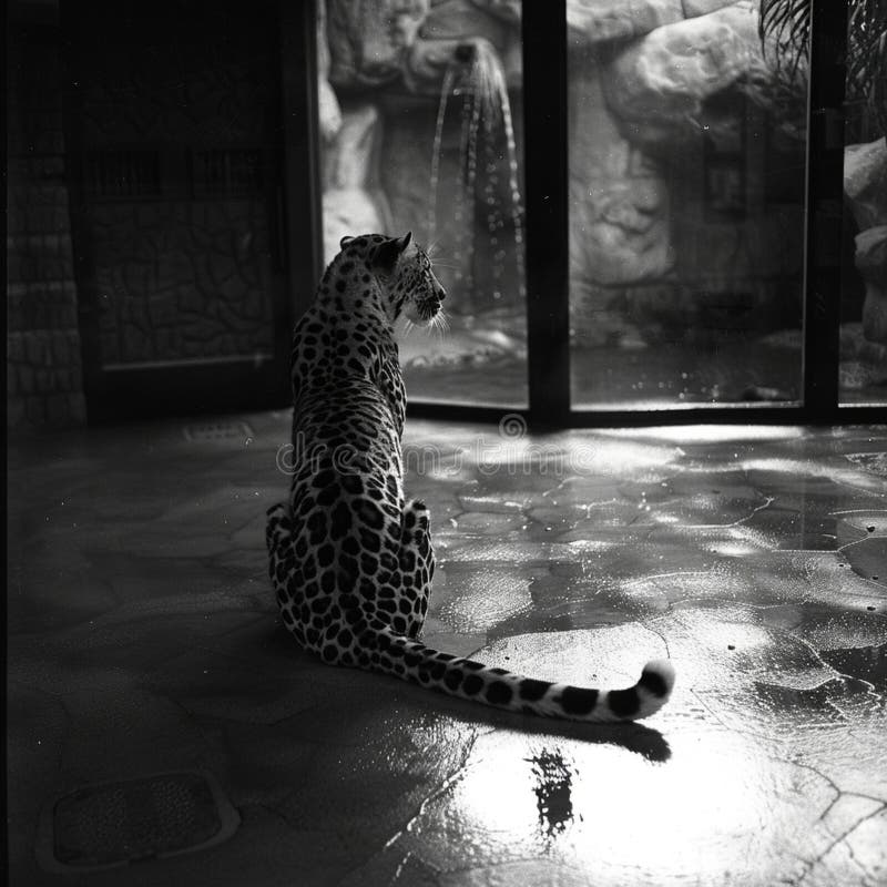 Zoo Habitat Male in Monochrome Setting Stock Illustration ...