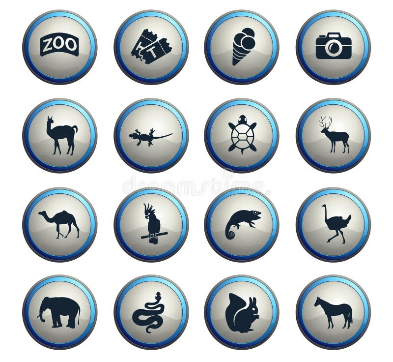 Zoo icon set stock vector. Illustration of parrot, ostrich - 127750080