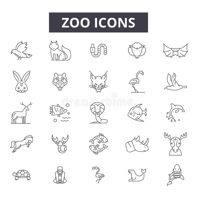 Zoo Line Icons, Signs, Vector Set, Outline Illustration Concept Stock ...