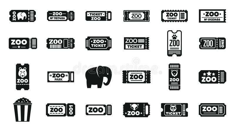 Zoo Ticket Icons Set Simple Vector. Animal Monkey Stock Vector ...