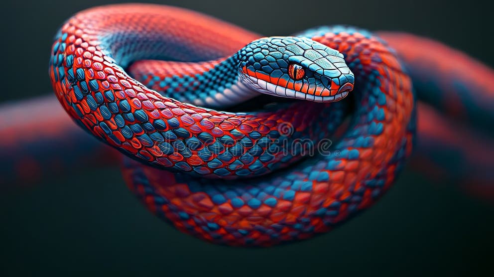 At the Zoo, a Vividly Colored Snake, Image, Can Be Seen. Stock Image ...