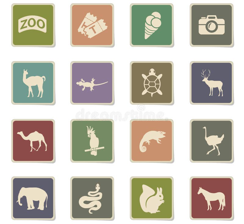 Zoo icon set stock vector. Illustration of horse, chameleon - 121958497