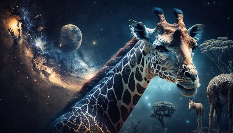 Zoological Park with Giraffe Animals Artwork Generative Ai Art Stock ...