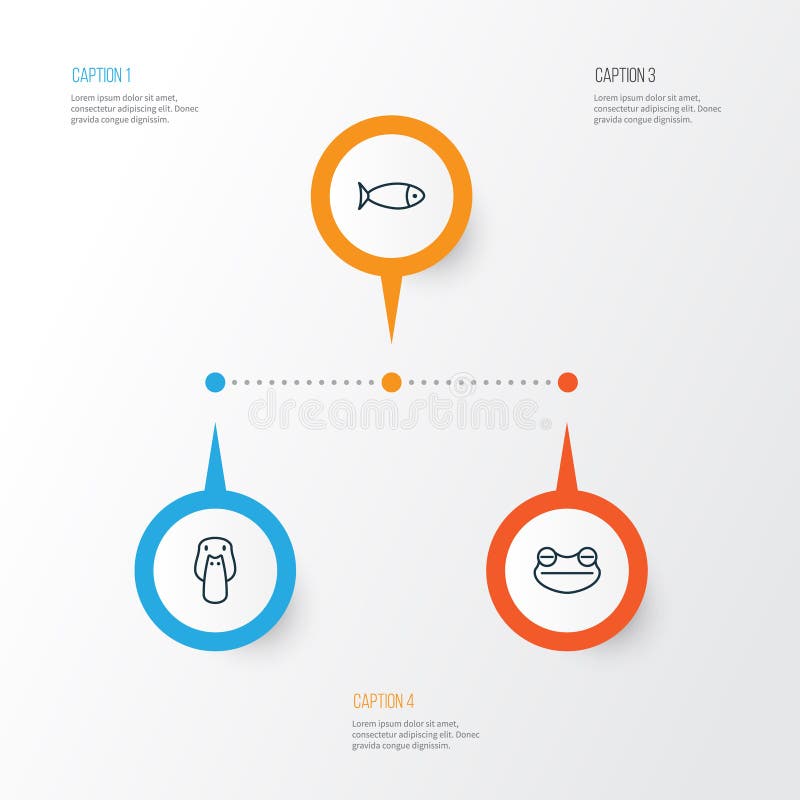Zoology Icons Set. Collection of Duck, Toad, Fish and Other Elements ...