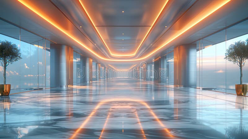 Zoom Background 3d Render of Modern Architecture Interior. Futuristic ...