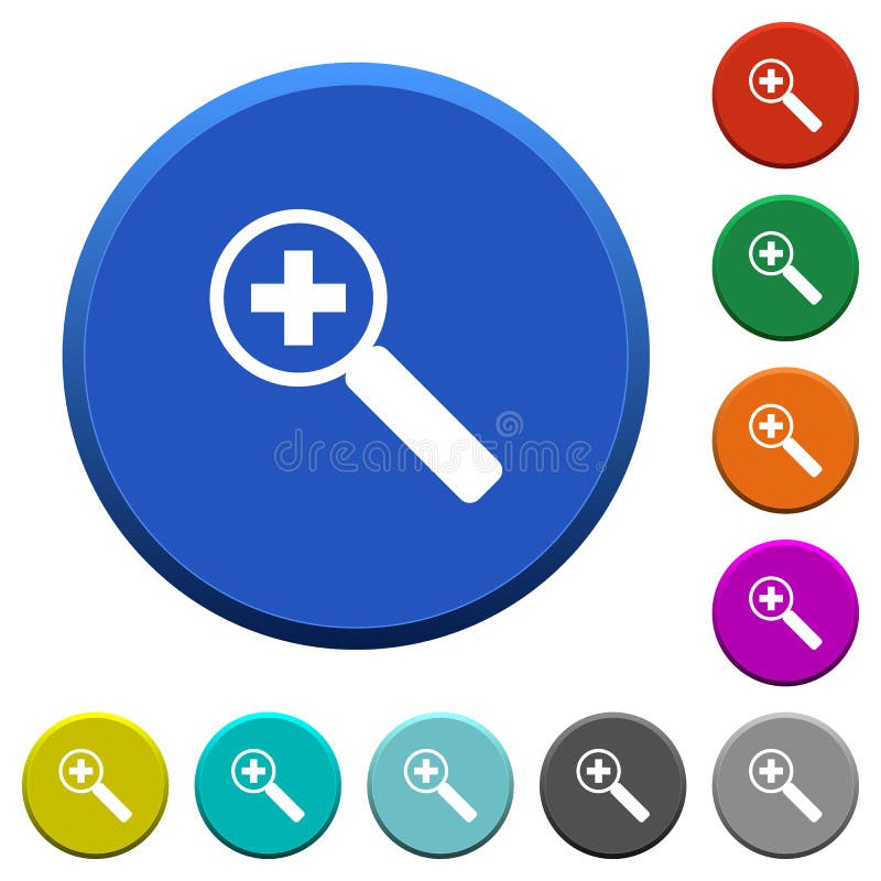 Zoom in beveled buttons stock vector. Illustration of orange - 188168905