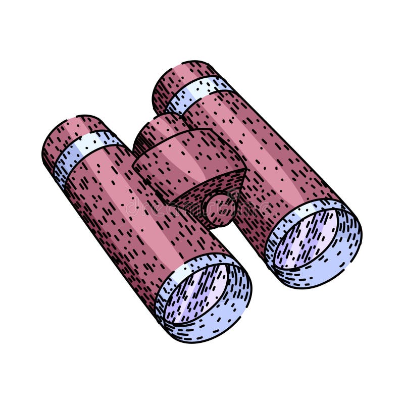 Zoom Binoculars Sketch Hand Drawn Vector Stock Vector - Illustration of ...