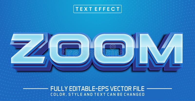 Zoom Blue Font Text Effect Editable Stock Illustration - Illustration ...