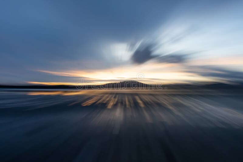 Zoom Blur Effect in Coastal Sunrise for Background or Conceptual Use ...