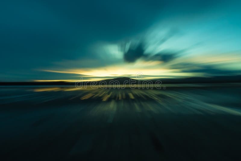 Zoom Blur Effect in Coastal Sunrise for Background or Conceptual Use ...