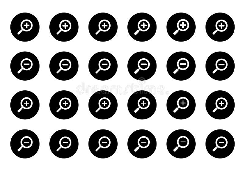 Zoom Button Icon Vector Set Collection. Magnifying Glass Sign Symbol in ...