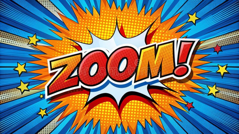 Zoom! Comic Book Speed Burst Red, Orange, Blue Stock Illustration ...