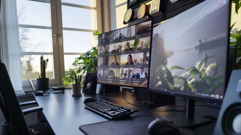 A Zoom Conference Call Interface on a Computer Screen Stock ...