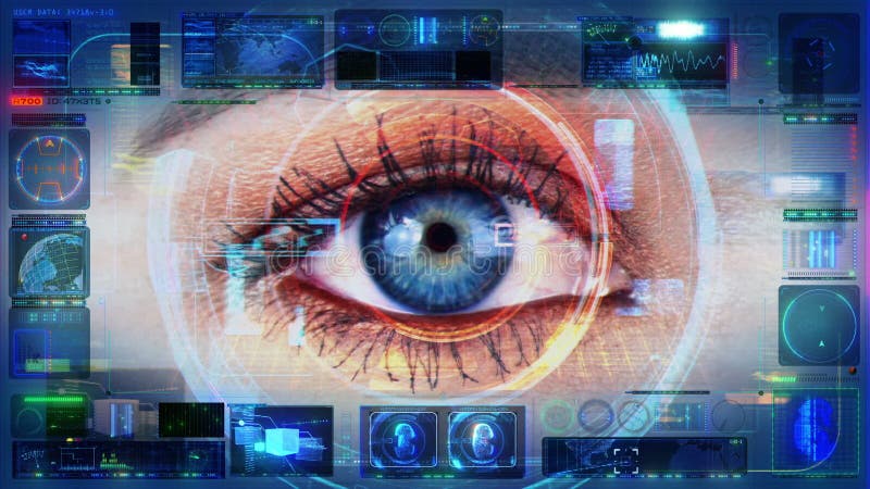 Zoom into Eye Green Screen Technology Interface Data Digital Stock ...