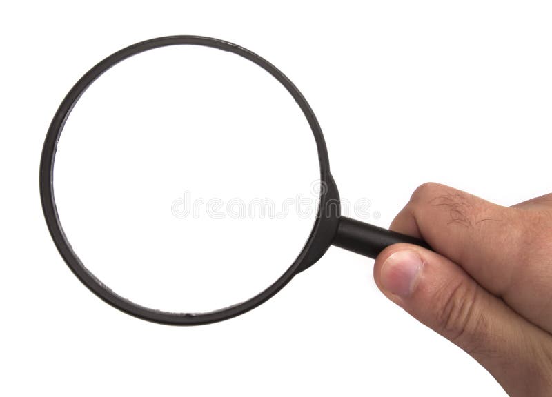 HAND with MAGNIFYING GLASS stock image. Image of looking - 1353935