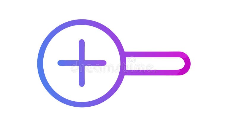 Zoom in Function Icon with a Plus Sign in a Purple Magnifying Glass ...