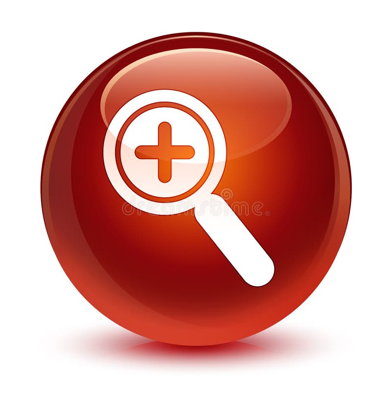 Zoom in Icon Glassy Brown Round Button Stock Illustration ...
