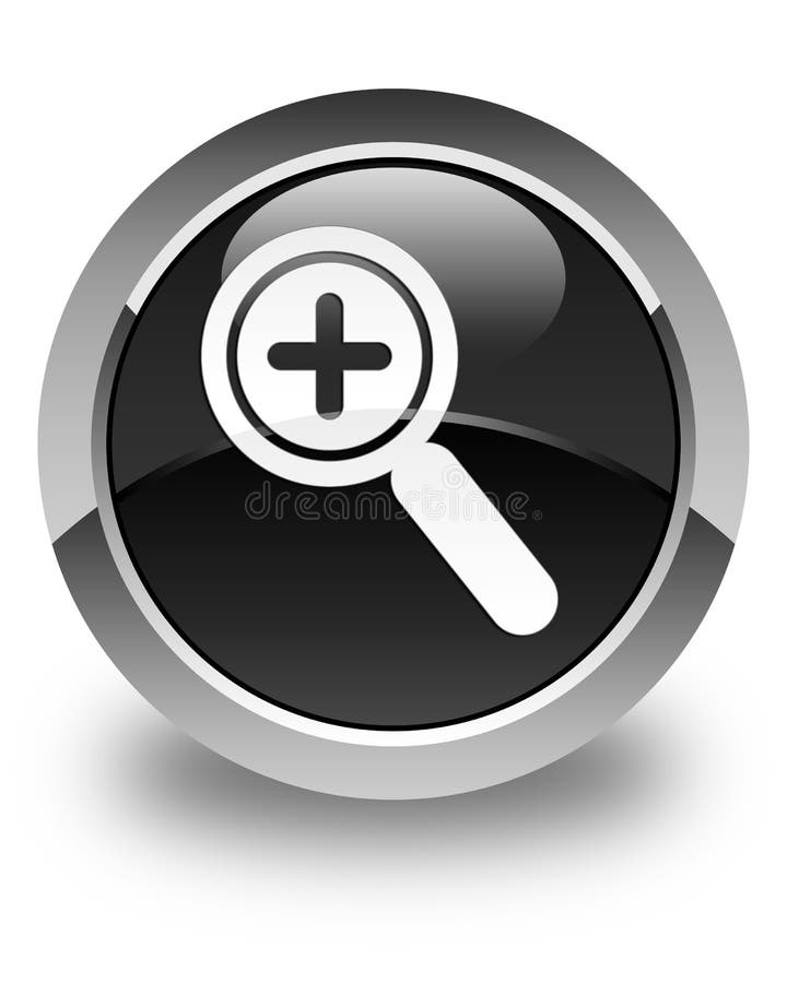 Zoom in Icon Glossy Black Round Button Stock Illustration ...