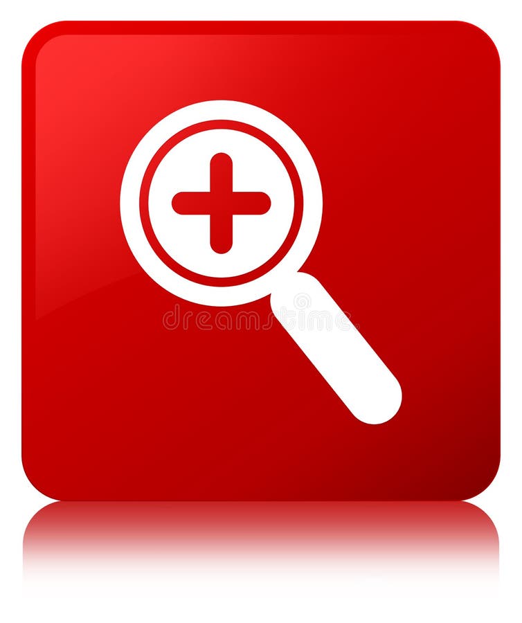 Zoom in Icon Red Square Button Stock Illustration - Illustration of ...