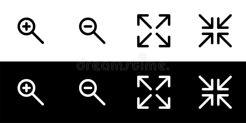 Zoom Icon Set. Zoom in and Zoom Out. Stock Vector - Illustration of ...