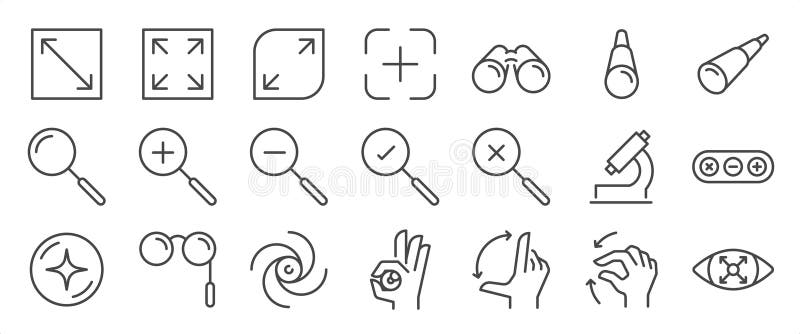 Zoom Icon Set. it Includes Expand, Focus, Maximize, Stretchy, Stretch ...