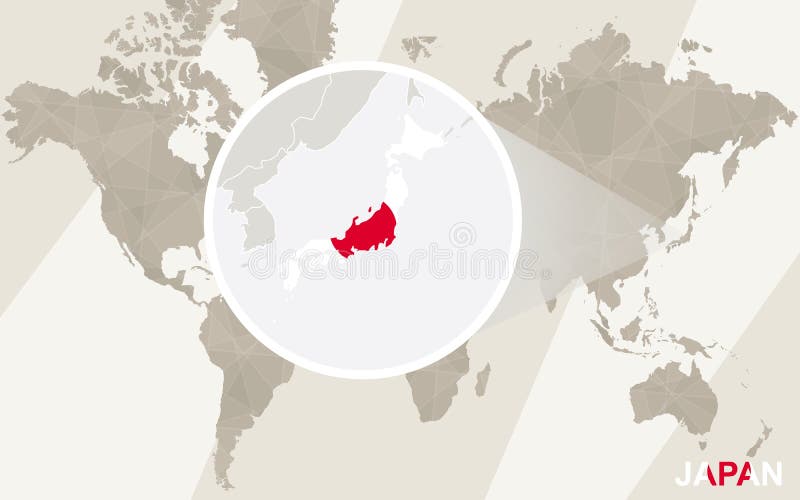 Magnified Japan Over Map of the World, 3 Versions of the World Map with ...