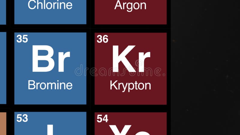 36 Zoom on Krypton Element on Periodic Table Stock Footage - Video of ...