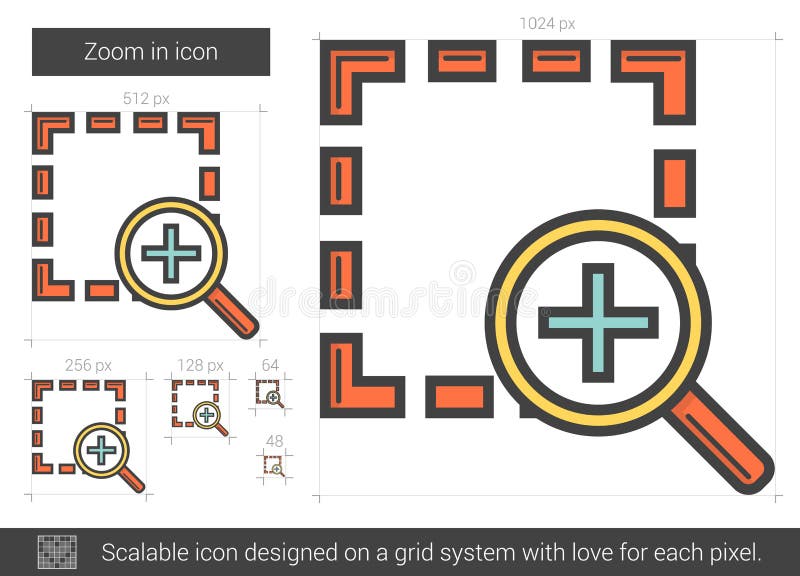 Zoom in line icon. stock vector. Illustration of draw - 94420315