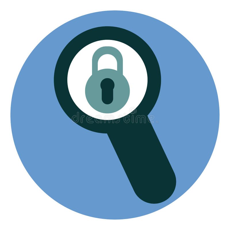 Zoom with lock, icon stock vector. Illustration of tool - 260374653