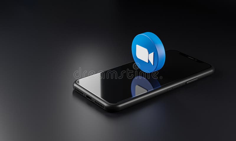 Zoom Logo Icon on Top of Smartphone 3D Dark Background Editorial Image ...