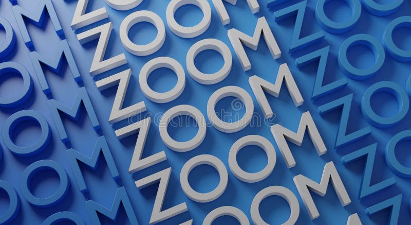 Zoom Multiple Typography on Blue Wall 3D Rendering Editorial ...