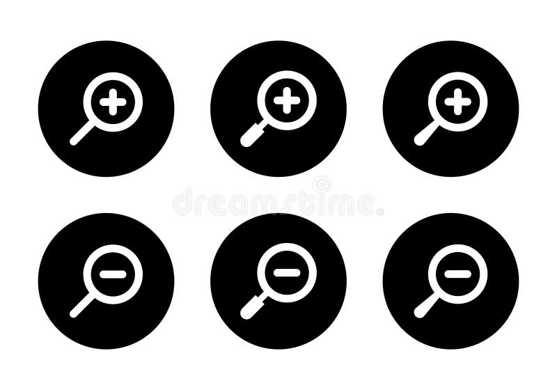 Zoom in Out Button Icon Vector in Black Circle Stock Vector ...