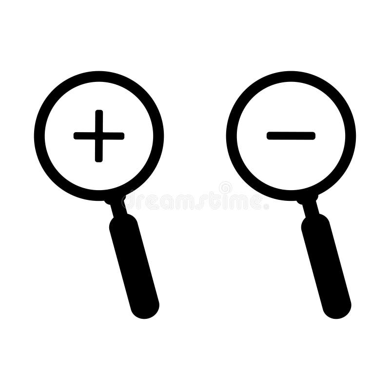 Zoom in and Zoom Out Icons. Magnify Illustration on White Backgraund ...