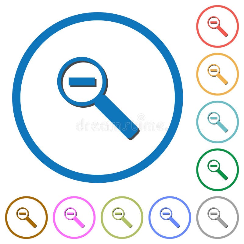 Zoom Out Icons with Shadows and Outlines Stock Vector - Illustration of ...
