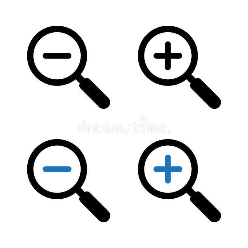 Zoom in and Zoom Out Magnifying Glass Icon. Stock Vector - Illustration of magnify, tool: 307223398