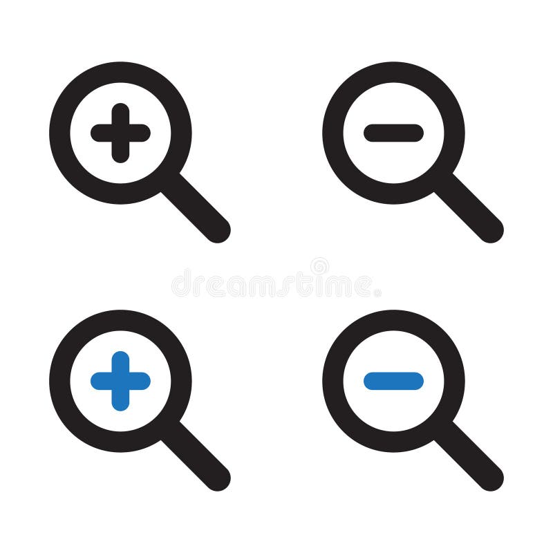 Zoom in and Zoom Out Magnifying Glass Icon. Stock Vector - Illustration of magnifier, search ...