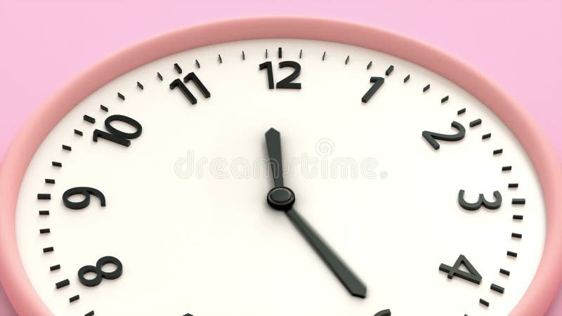 3D Render Round Pink Clock Face Spinning Backward on Pink Background ...