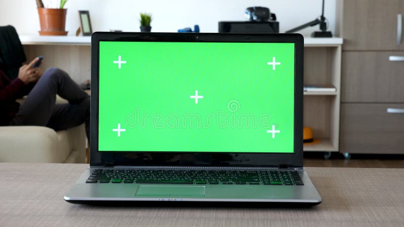 Zoom in Shot on a Computer Screen with Chroma Mock Up Stock Footage ...