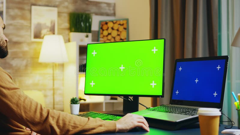 Zoom in Shot of Engineer at this Desk Working on Computer Stock Video ...