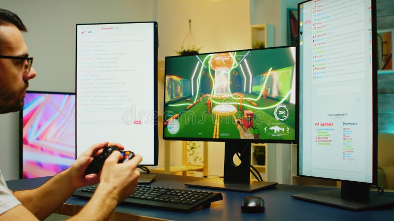 Zoom in Shot of Young Man Playing Shooter Games Stock Footage - Video ...