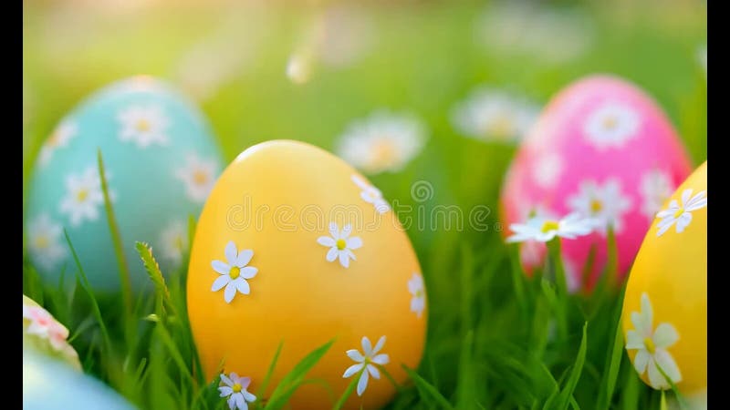 Zoom To Easter Eggs on a Spring Meadow Stock Video - Video of nature ...