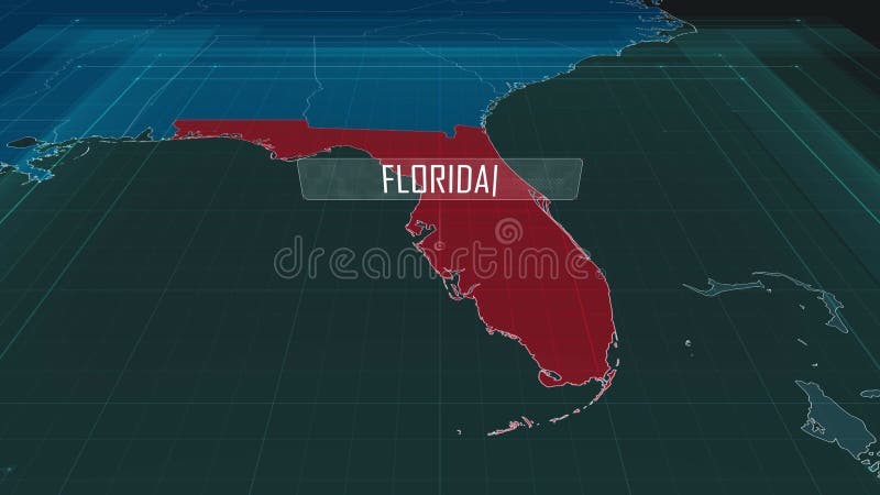 Zoom in To the Map of Florida State, with Text and Textless Stock Video ...