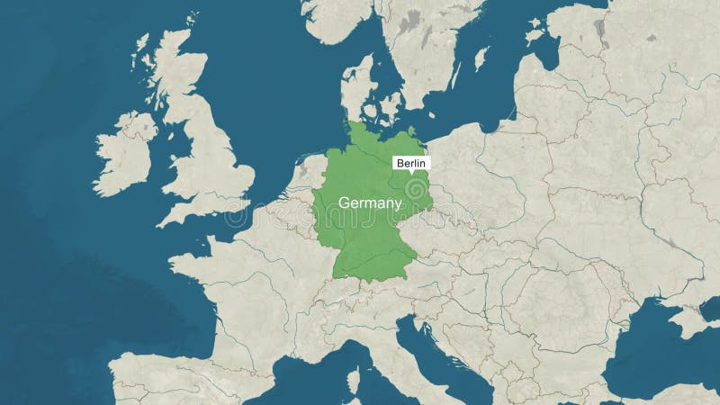 Zoom in To the Map of Germany with Text, Textless, and with Flag Stock ...