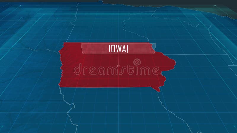 Zoom in To the Map of Iowa State, with Text and Textless Stock Footage ...