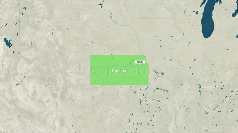Zoom in To the Map of Kansas with Text, Textless, and with Flag Stock ...